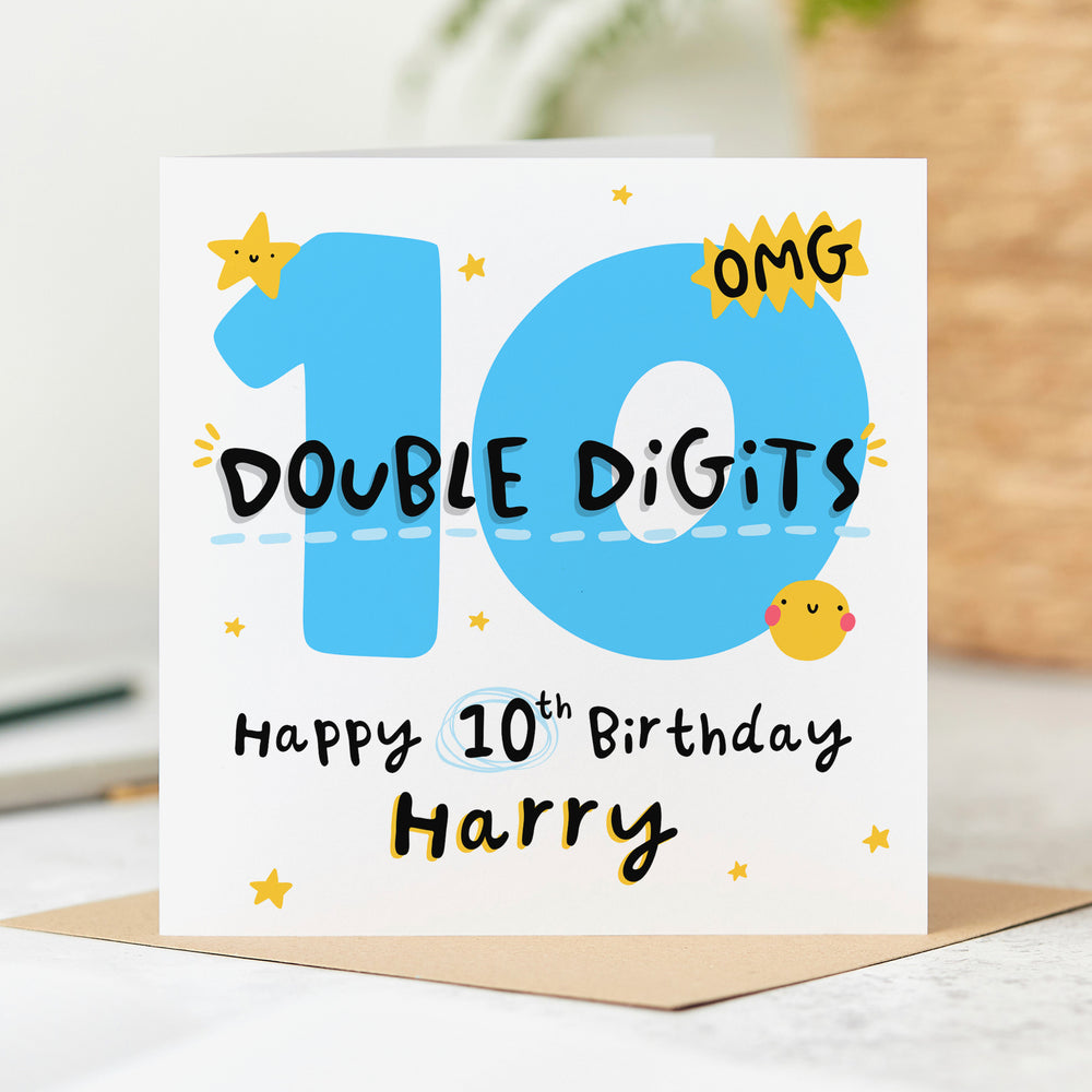 Double Digits 10th Birthday Card - OMG DOUBLE DIGITS & Arrow Gift Co