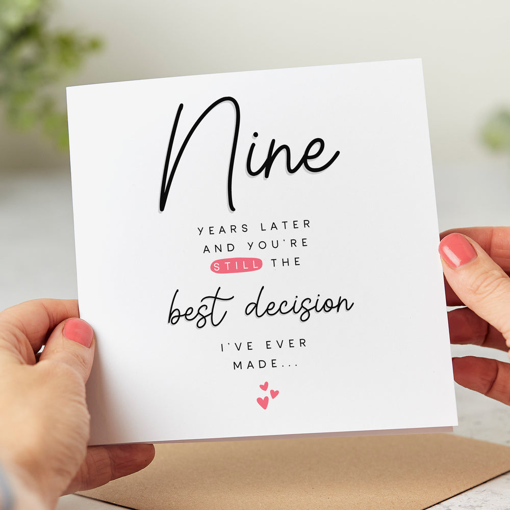 Nine Years Later Still My Best Decision | 9th Anniversary Card & Arrow ...