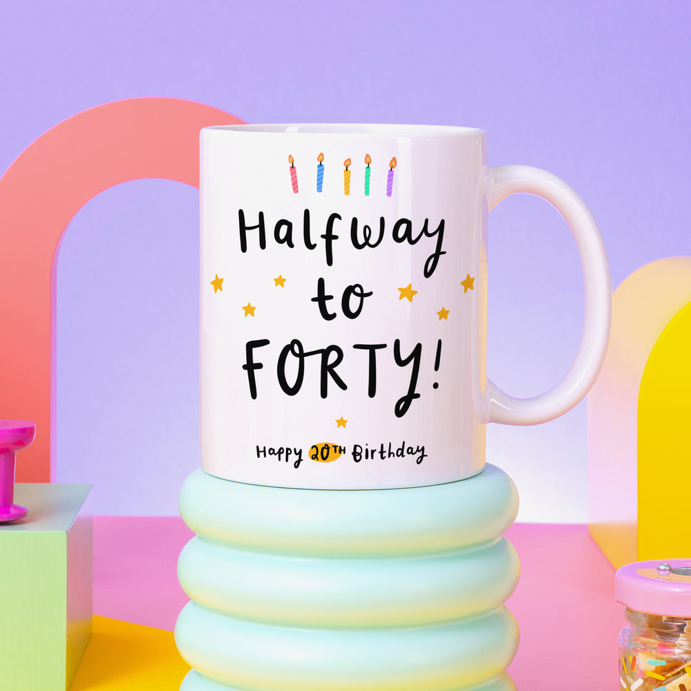 20th Birthday Mug - Halfway to 40 & Arrow Gift Co