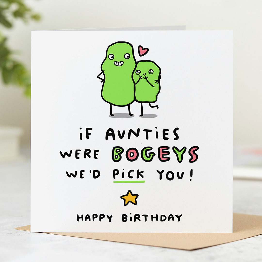 Funny Bogey Birthday Card for Auntie - I'd Pick You! – Arrow Gift Co