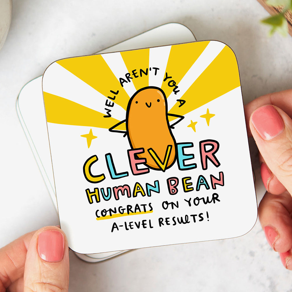 A Levels Congrats Gift | You Clever Human Bean Coaster & Arrow Gift Co