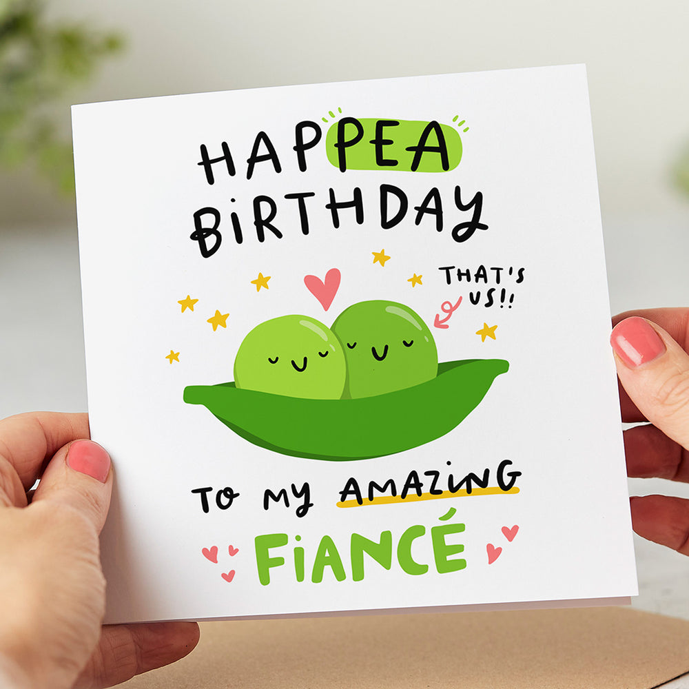 Hap-pea Birthday Card for Fiancé - Two Peas in a Pod & Arrow Gift Co