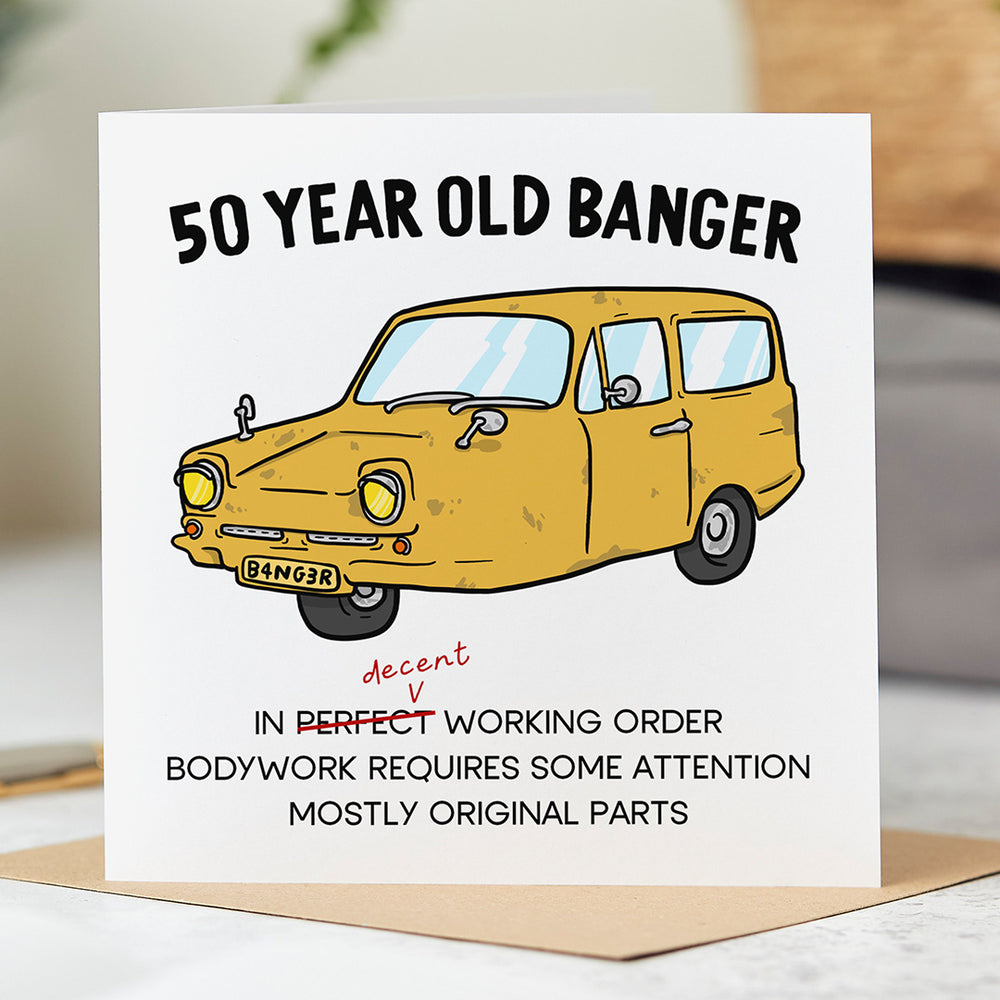 Fifty Year Old Banger | Funny 50th Birthday Card & Arrow Gift Co