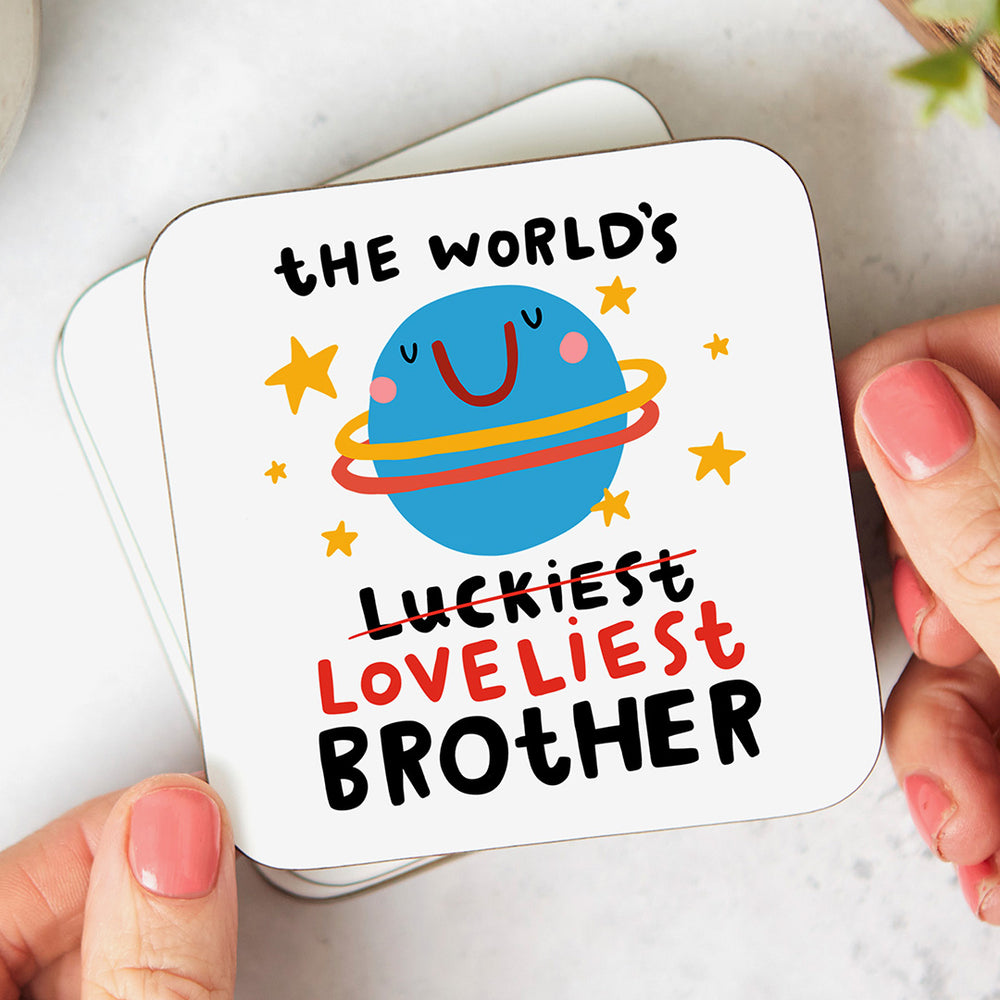 World's Luckiest Brother Coaster | Funny Brother Gift & Arrow Gift Co