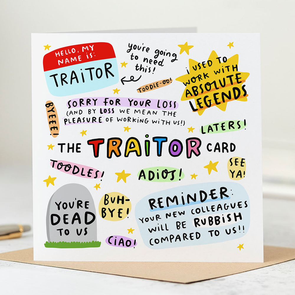 New Job Traitor Card - Funny Colleague Leaving Card & Arrow Gift Co