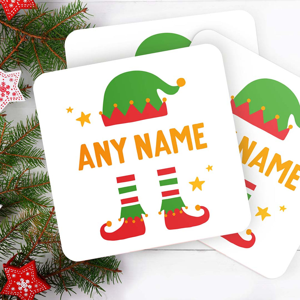 Personalised Elf Christmas Coaster | Custom Name Gift & Arrow Gift Co